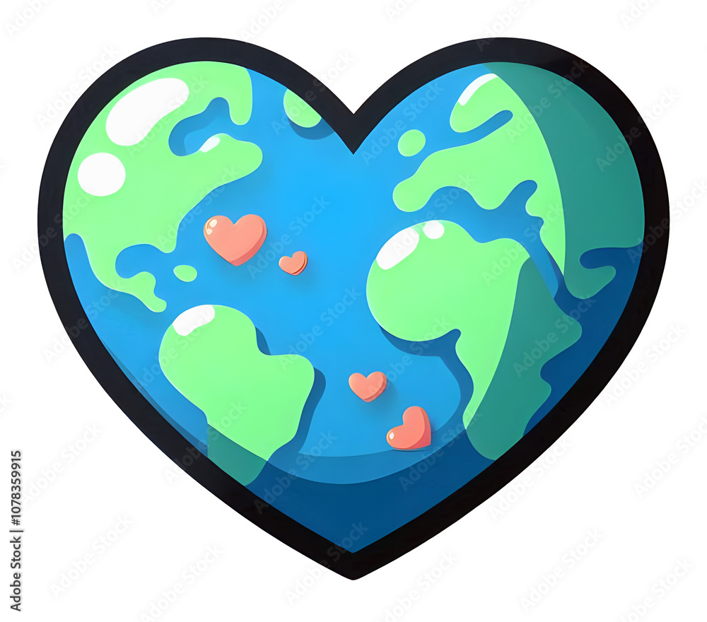 Earth heart symbol, Flat PNG clipart illustration representing love for ...