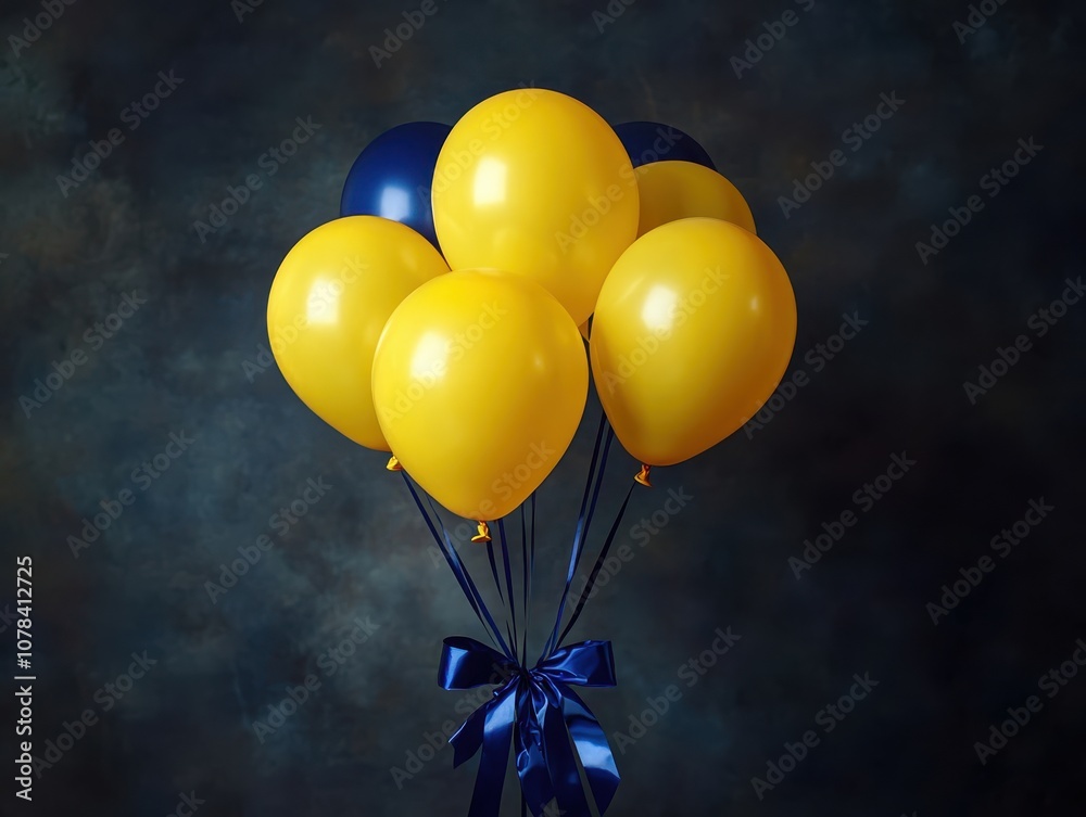 Bright yellow balloons and deep blue ribbons celebrating International ...
