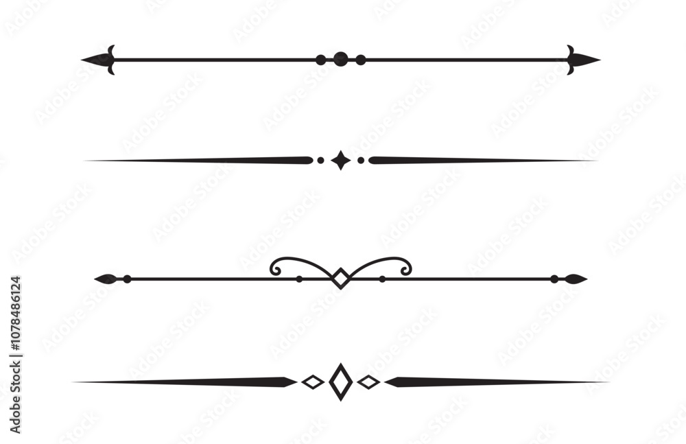 Set of Vintage decorative lines. text dividers. Line border. Lines ...