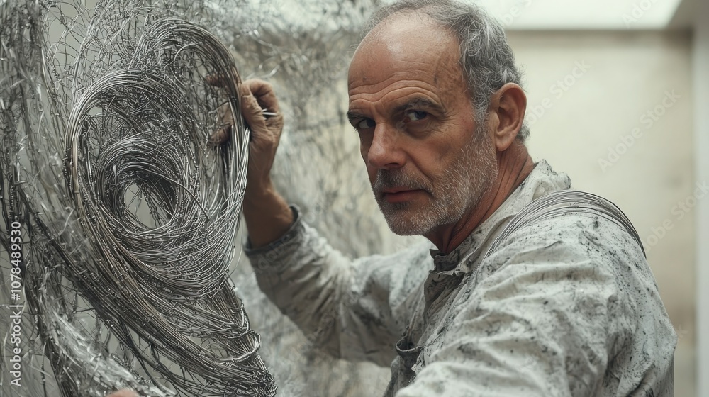 Mastering the art of wire sculpting an artist bends and shapes metal ...