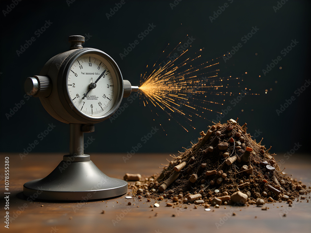 Vintage Dial Gauge with Golden Spark, Old World Craftsmanship Meets ...
