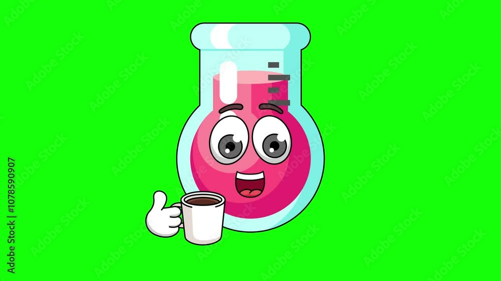 laboratory beaker emoticon with drinking coffee style, emoji emoticon ...
