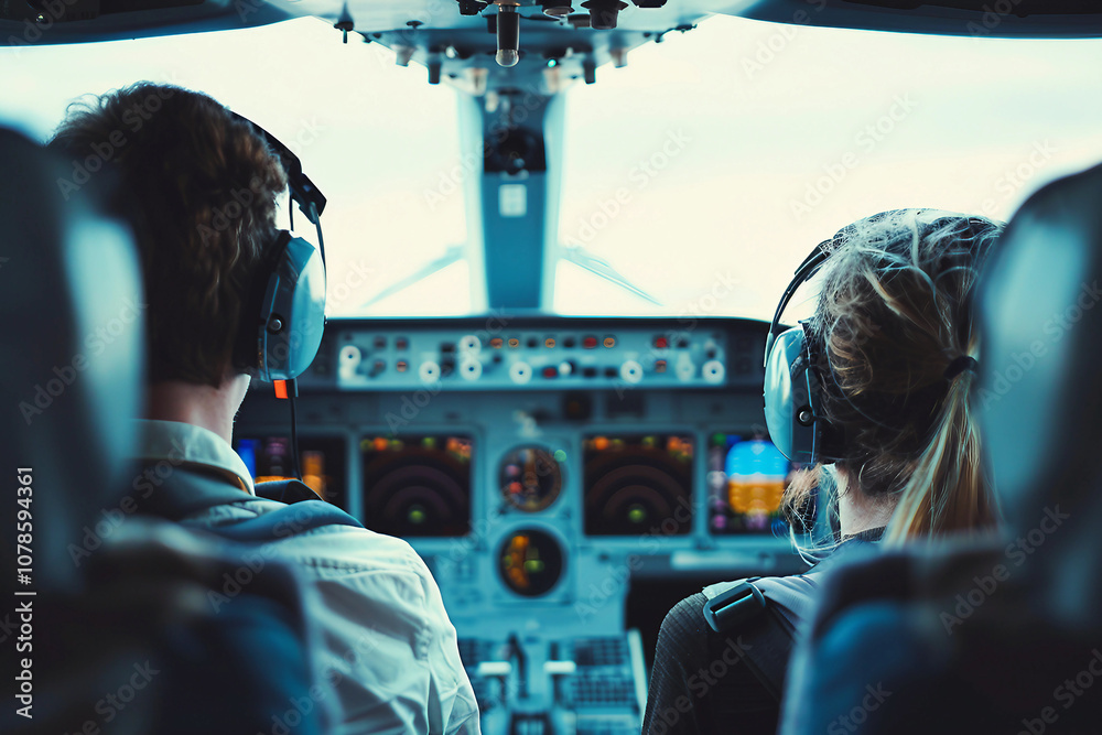 Generative AI portrait of professional airline crew worker steward ...