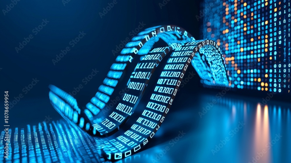 Abstract background representing AI as a glowing quantum computer surrounded by floating codes ...