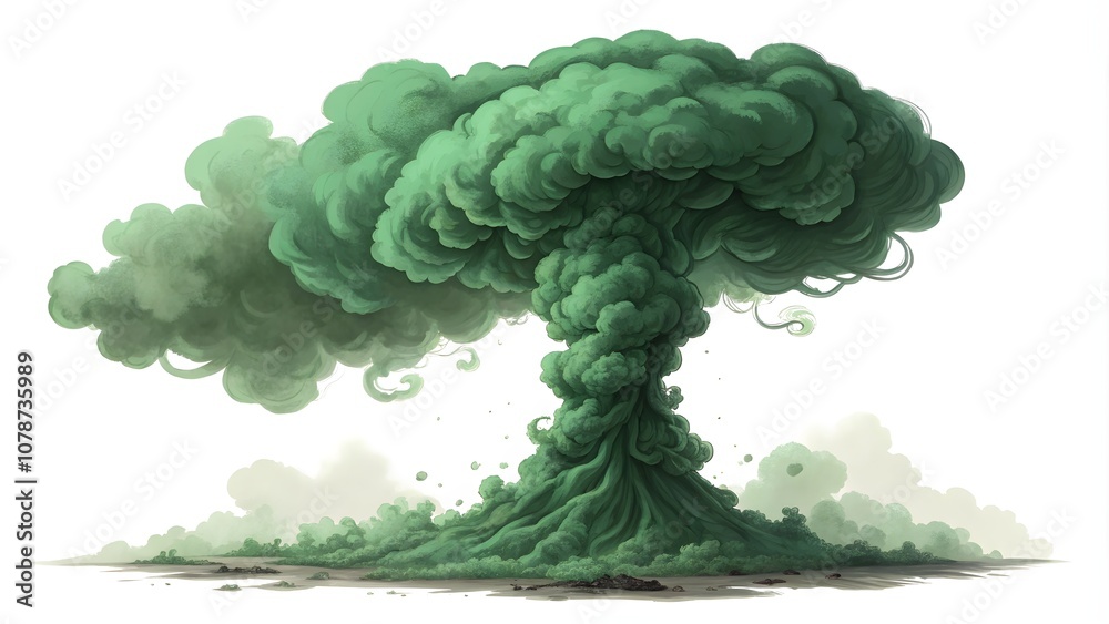 Green Toxic Gas Cloud on Transparent Background, Toxic Green Cloud on ...