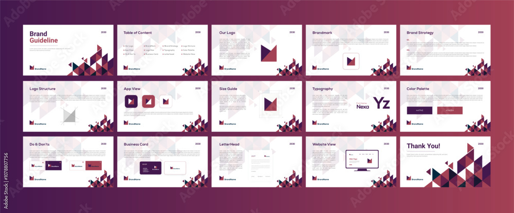 Modern Brand Guidelines landscape layout template. Brand identity ...