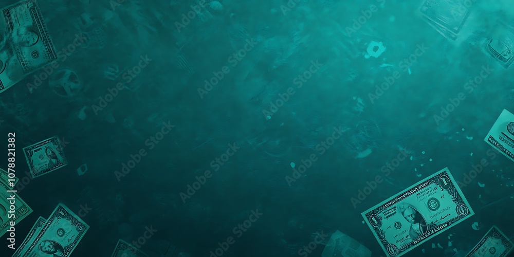 Dark teal background with faint currency icons for financial visuals ...