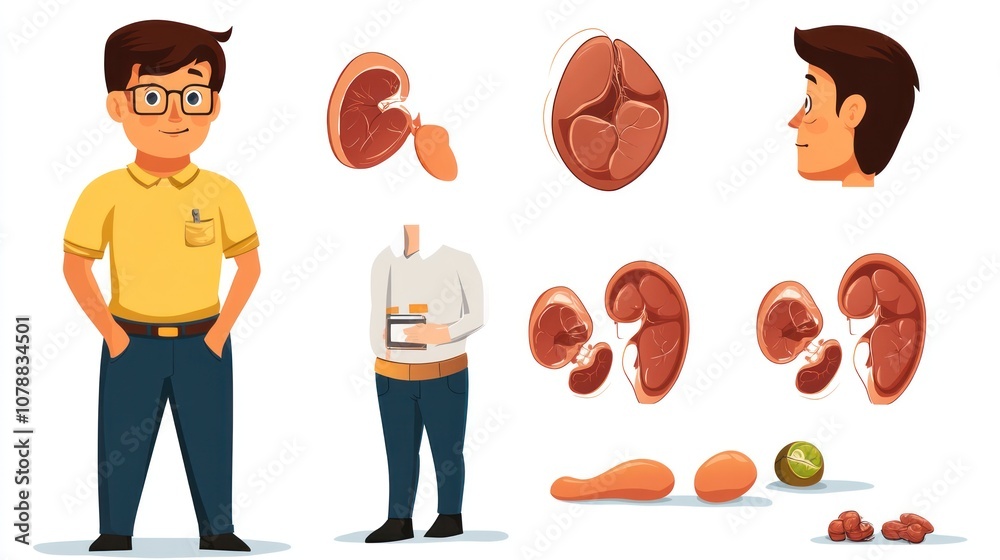 Graphic illustration showing a human male's body transformation process ...