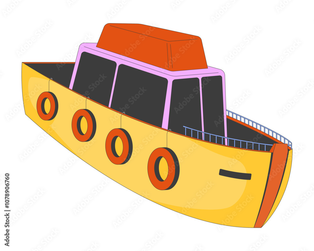 Toy ship 2D cartoon object. Children amusement and development ...