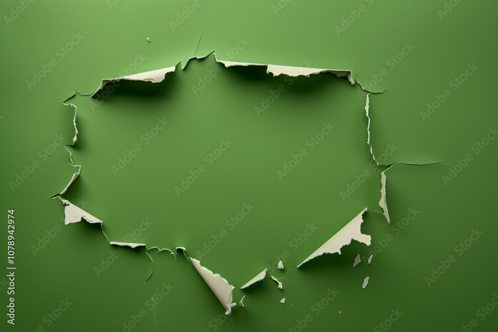 crumble texture in green sheet of paper, punch hole in green screen ...