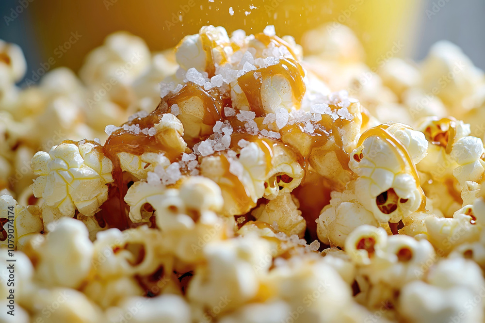 Gourmet popcorn with sea salt and caramel drizzle - perfect for snack ...