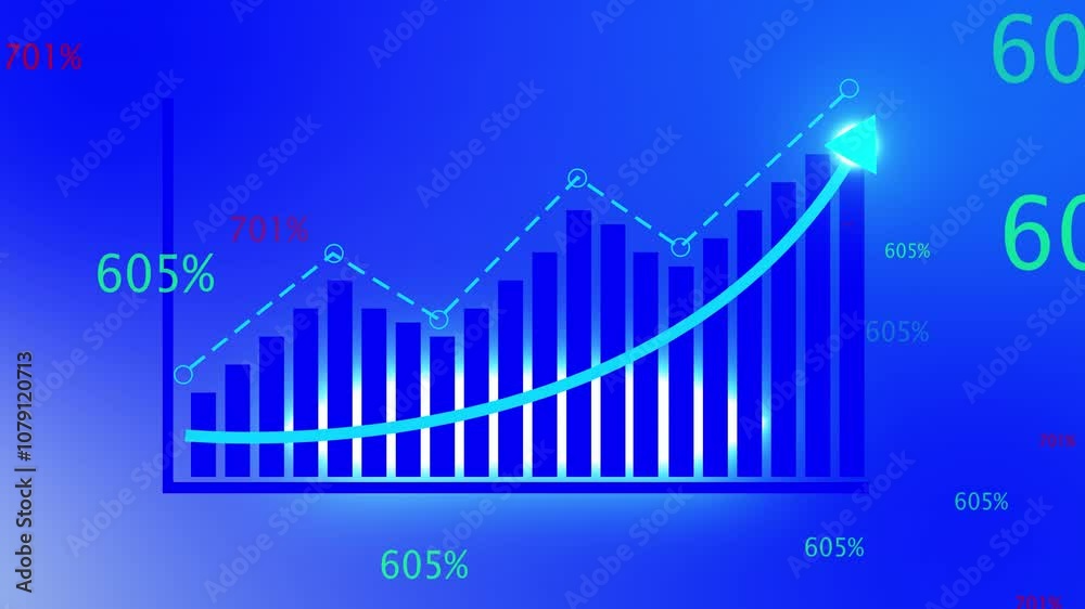 Abstract business financial graph chart with up-arrow. Hi-tech style ...