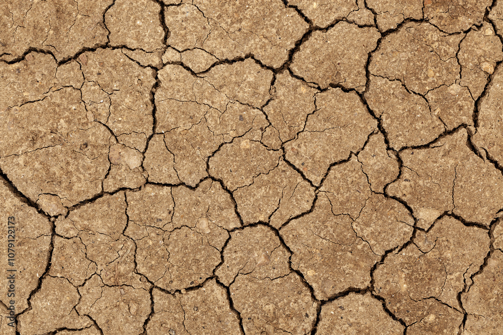 Texture of the dried earth with clay and sand close up or brown dry ...