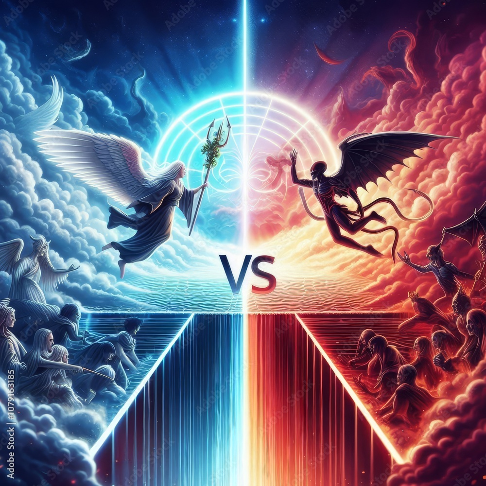 versus wallpaper, heaven and hell, good vs evil, light and darkness ...