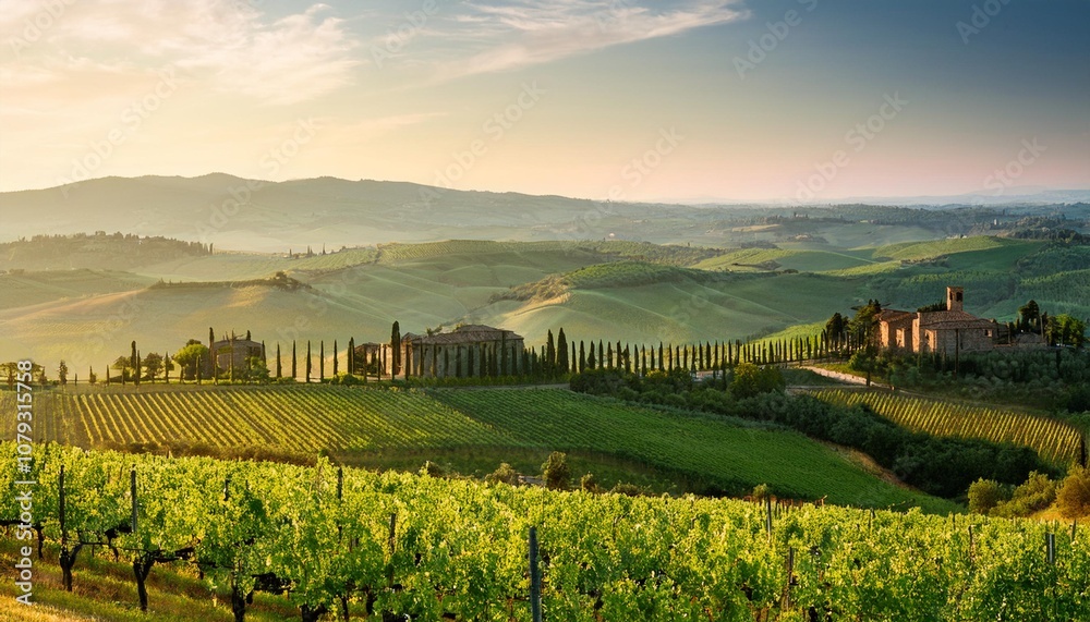 The Rolling Hills and Endless Vineyards of Tuscany, Italy, Set Against ...