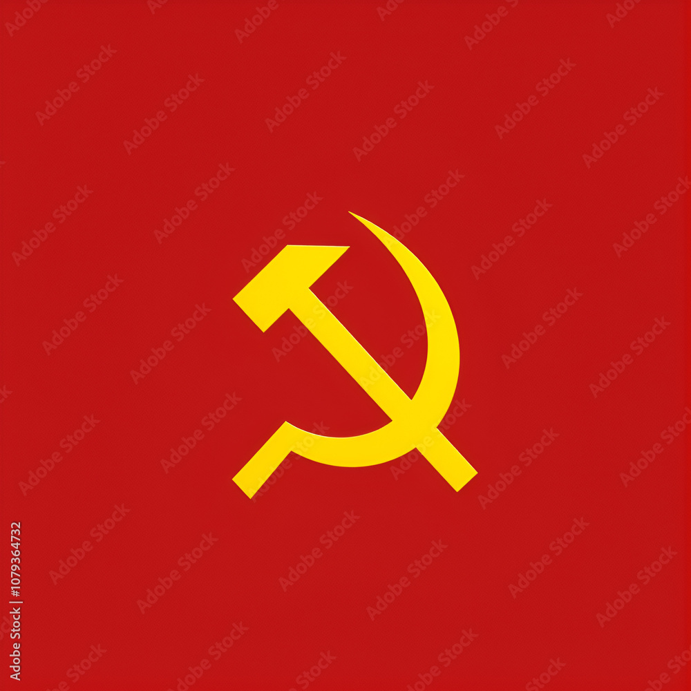 Photo & Art Print A stylized golden hammer and sickle emblem, set ...