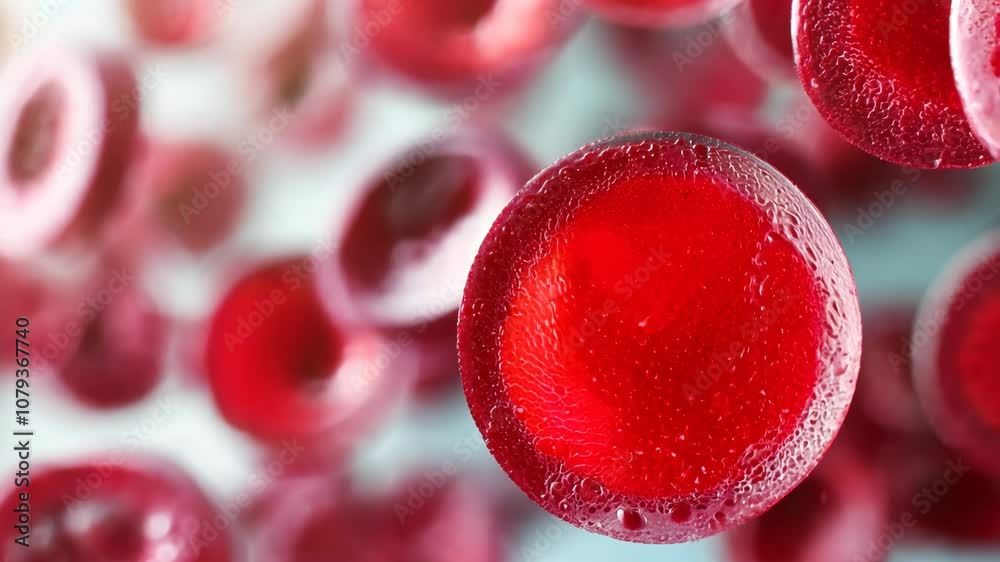 Hematocyte. Blood cells observed under a microscope. Macro red cells ...