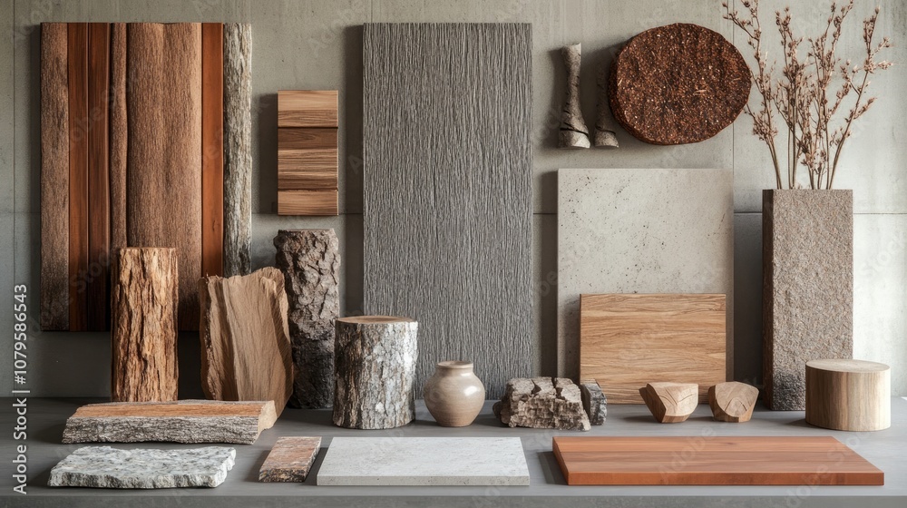 A rustic brand identity template features an array of natural materials ...