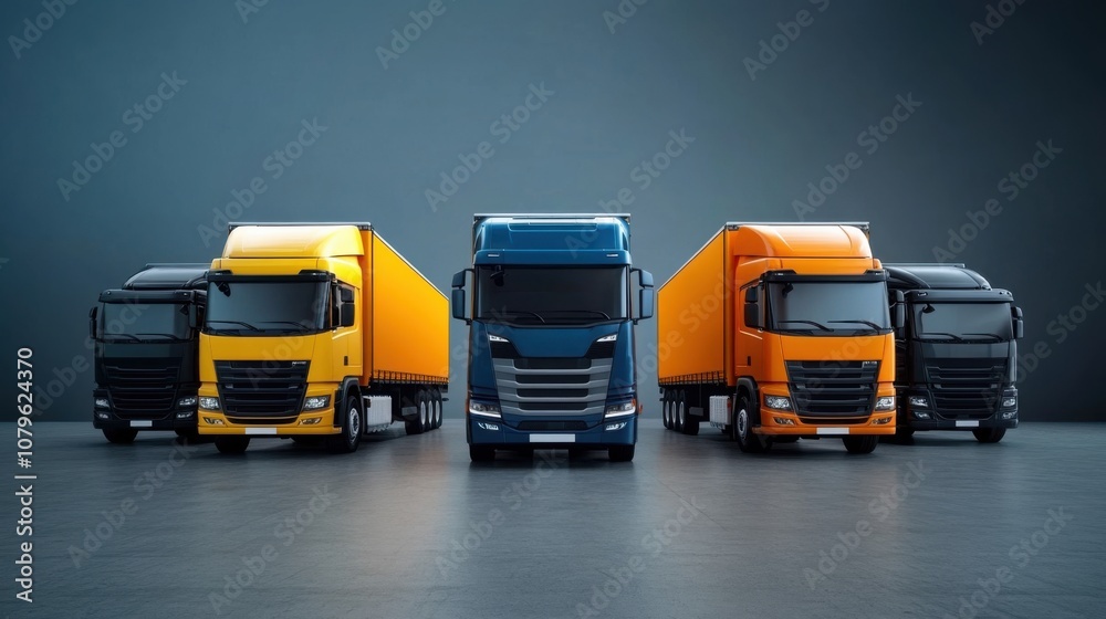 Modern Freight Trucks in a Studio Setting Showcasing a Sleek Design and ...