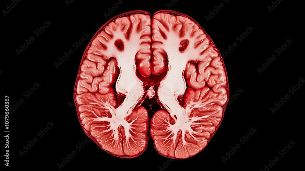 Detailed Transverse Cross section View of Human Brain Anatomy Showing ...