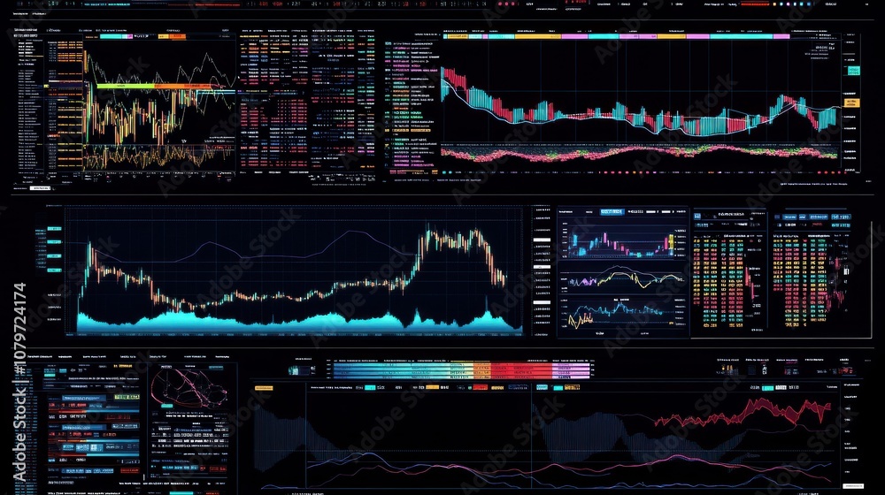 Screen diagram display information business market charts stock sales ...