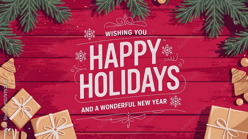 Wishing you Happy Holidays and a wonderful New Year text in red holiday ...