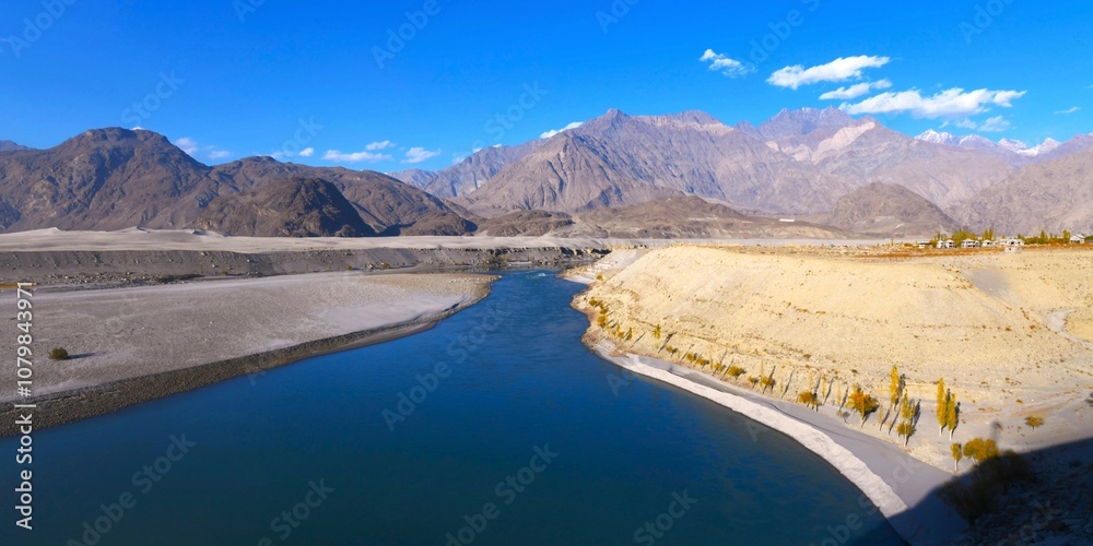 Indus River basin near Hussain Abad, east of Skardu (Gilgit-Baltistan ...