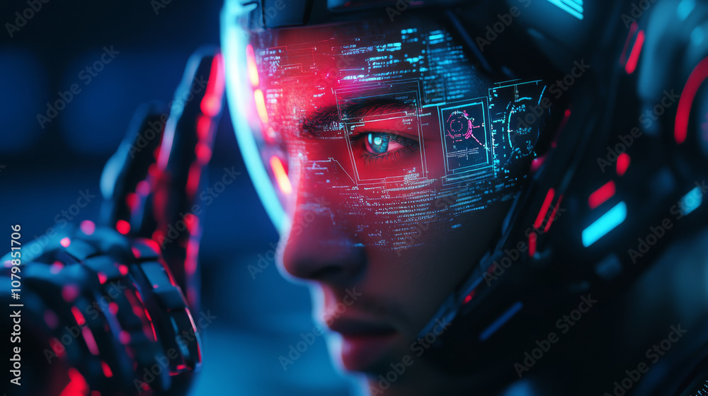 Innovative media technology showcasing deep fake news and artificial ...