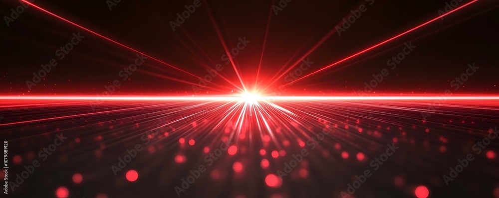 Red light ray background vector illustration with digital technology ...
