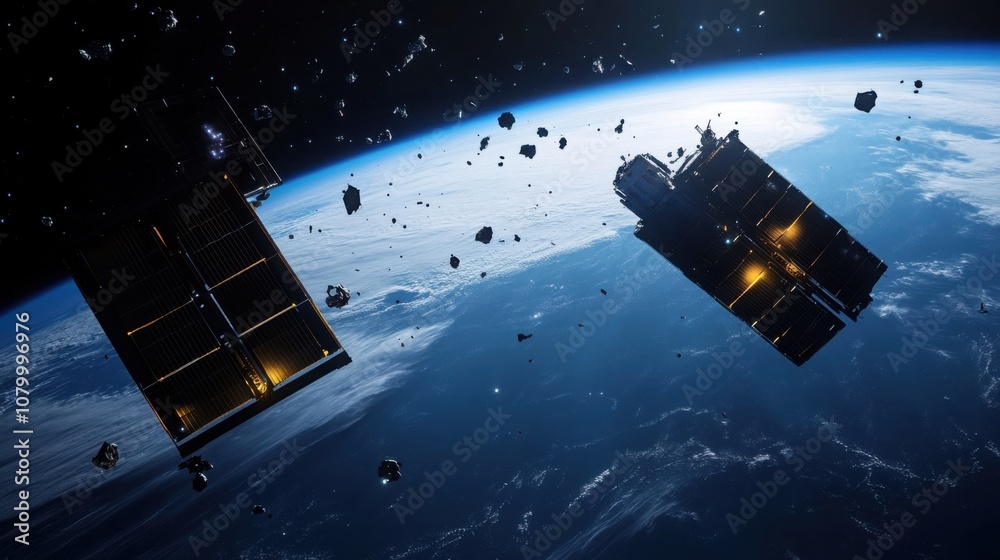AI monitoring space debris, ensuring safe orbital paths for satellites ...