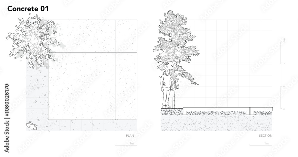 Poster Architectural Drawings, Minimal style cad tree line drawing ...