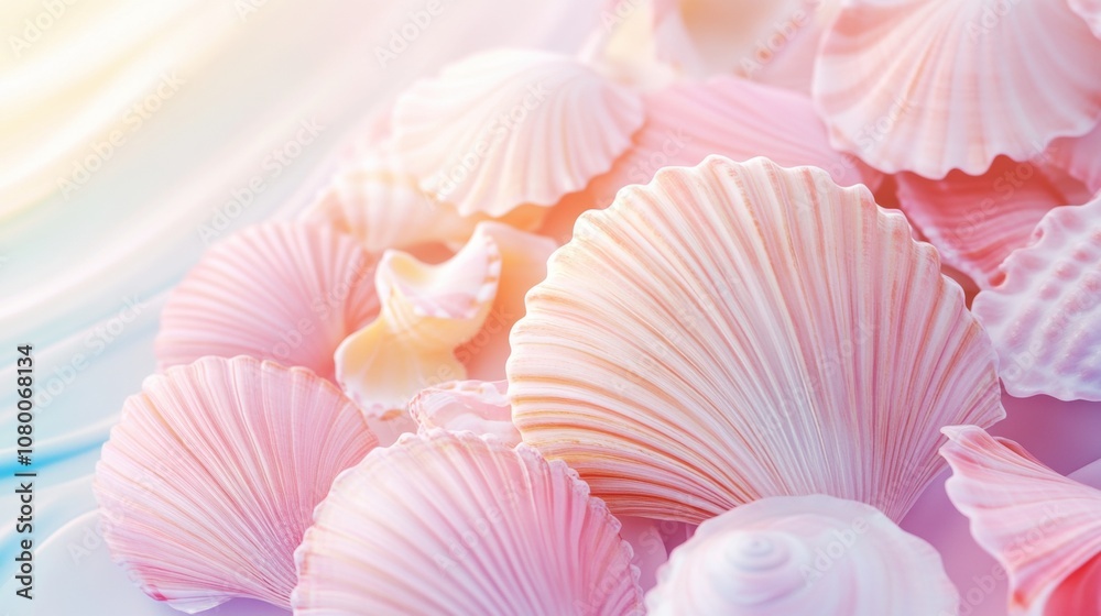 photorealistic clip art of seashell clusters, minimalistic, pastel ...