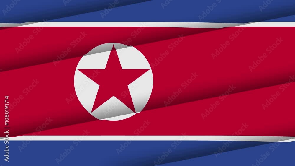 North Korea flag waving animation unique glasslike 4K waving flag ...