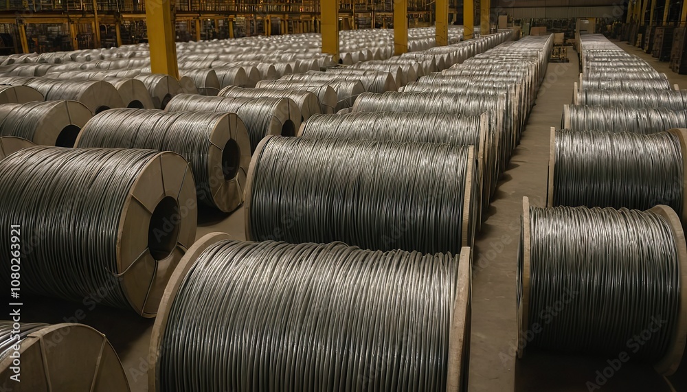 Wooden Coils Of Electric Cable Outdoor. High and low voltage cables in ...