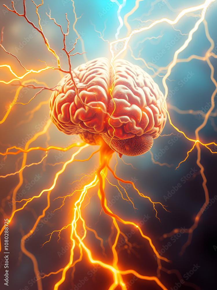 Brain energy lightning and thunderbolt flashes. Oxidative ...