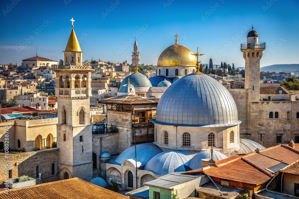 Serene View of Jerusalem's Old City Rooftops Featuring the Iconic Dome ...