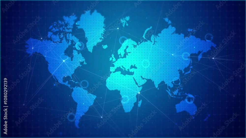 Global Blue World Map Loop. This animated World map with visual effects ...