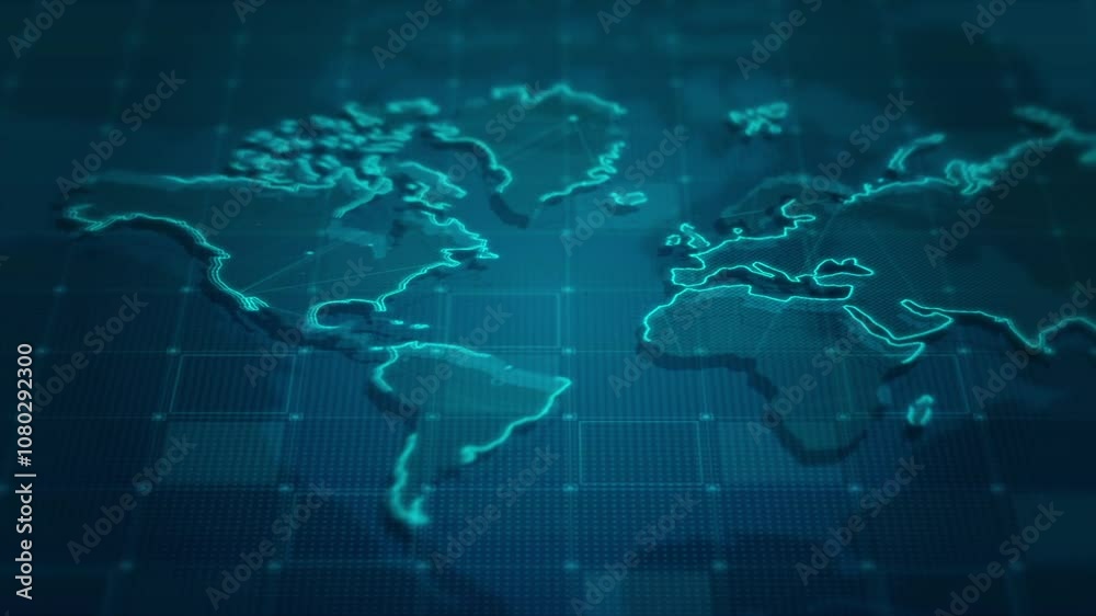 Global Blue World Map Loop. This animated World map with visual effects ...