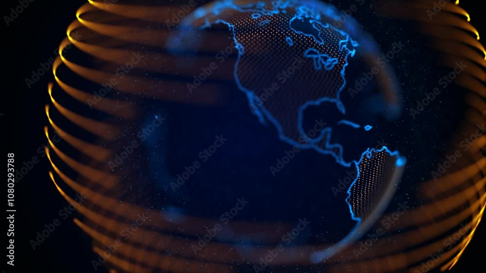 Global Blue World Map Loop. This animated World map with visual effects ...