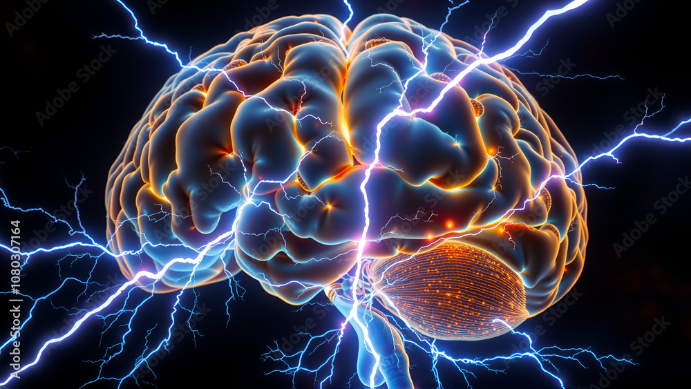 Brain energy lightning and thunderbolt flashes. Oxidative ...