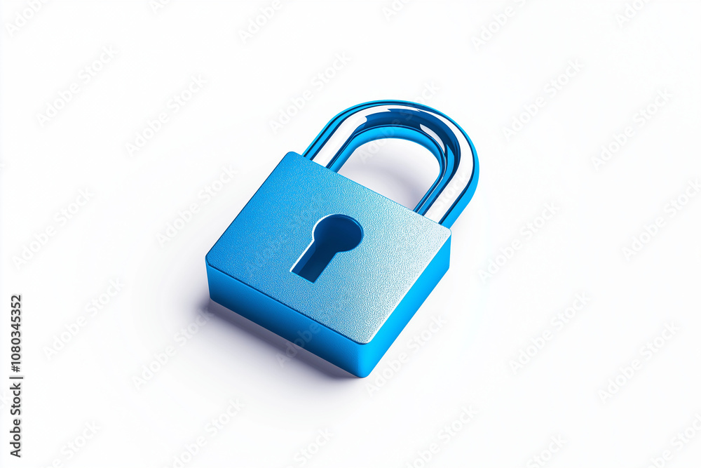 digital lock icon, cyber security symbol, holographic effect, metallic ...