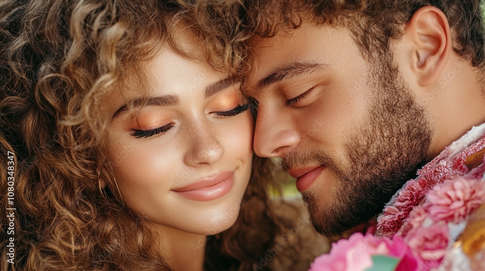 Romantic Couple Embrace, Passionate Love, Intimate Moment, Tender Touch ...