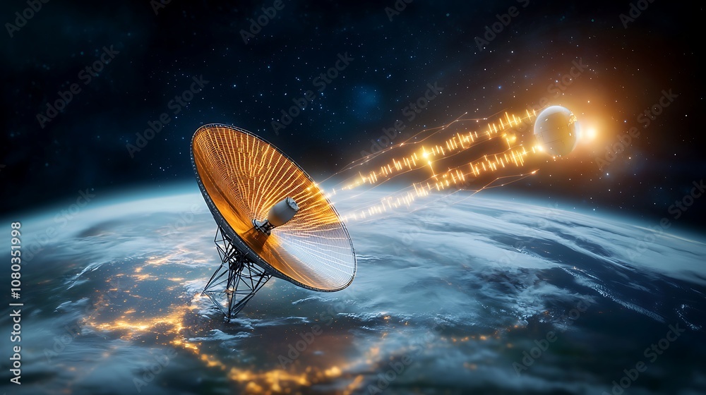 An advanced satellite dish equipped with parabolic reflectors and high ...