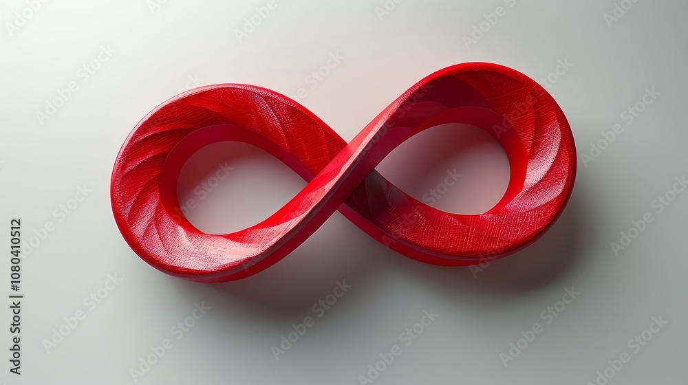 Infinity Symbol, Red Looped Figure Eight on White Background, Concept ...