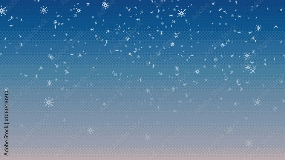 Pixel art animation of falling snow against the sky. Background for ...