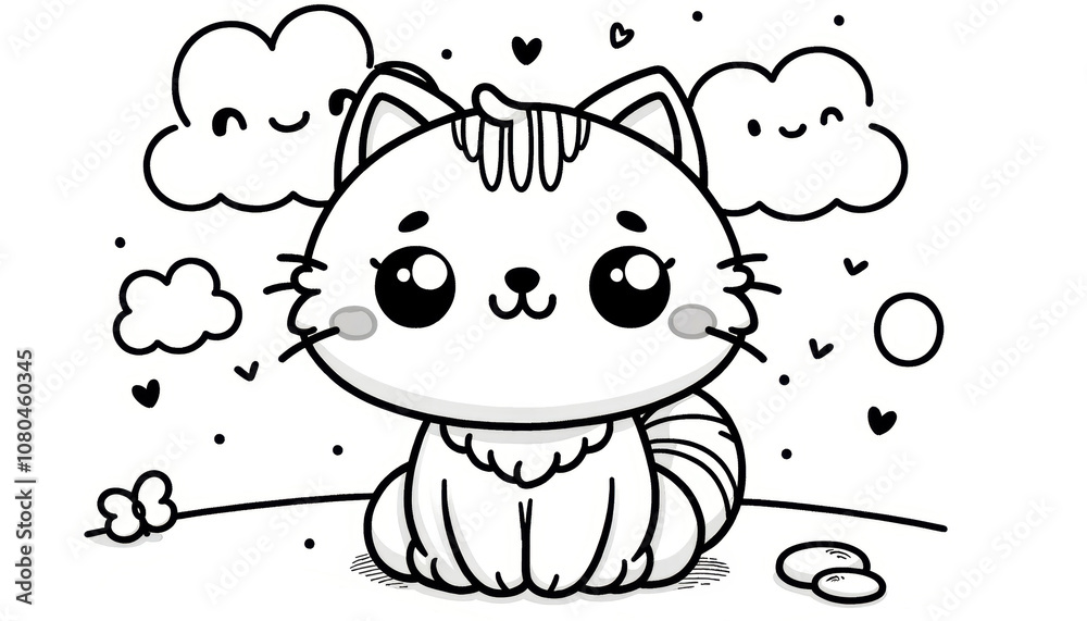 Adorable Cat-Themed Coloring Pages for Kids - Playful and Cute Cartoon ...