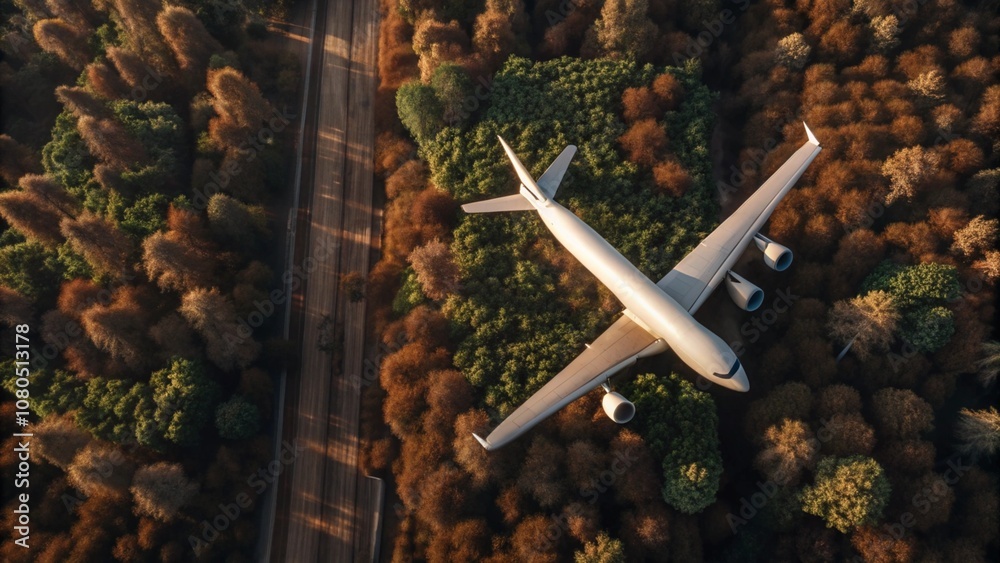 Foto de White Airplane Flying Over Green Trees, Representing Aerial ...