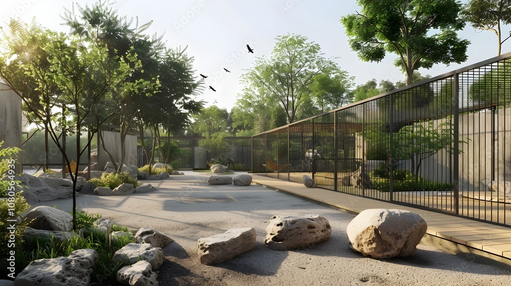 Minimalist Zoo Enclosure with Clean Architectural Design and 3D ...