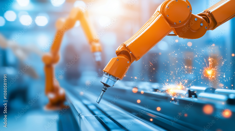 Advanced robotic arms in a manufacturing facility, emphasizing ...