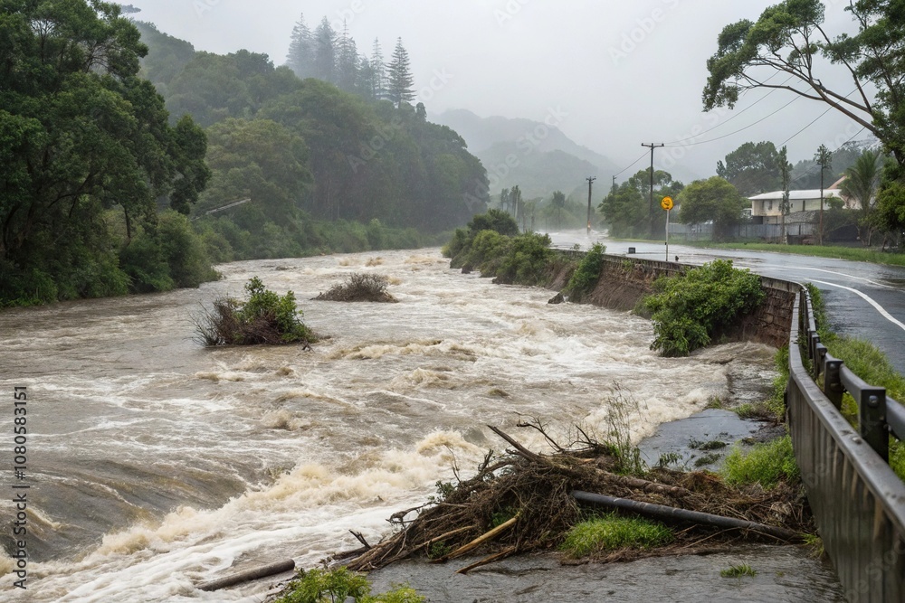 Torrential downpour causes Wairua stream to swell with debris laden ...